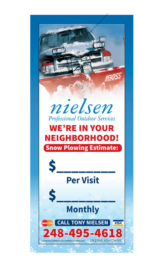 Snow Plowing Door Hanger Samples - 3000DOORHANGERS.COM