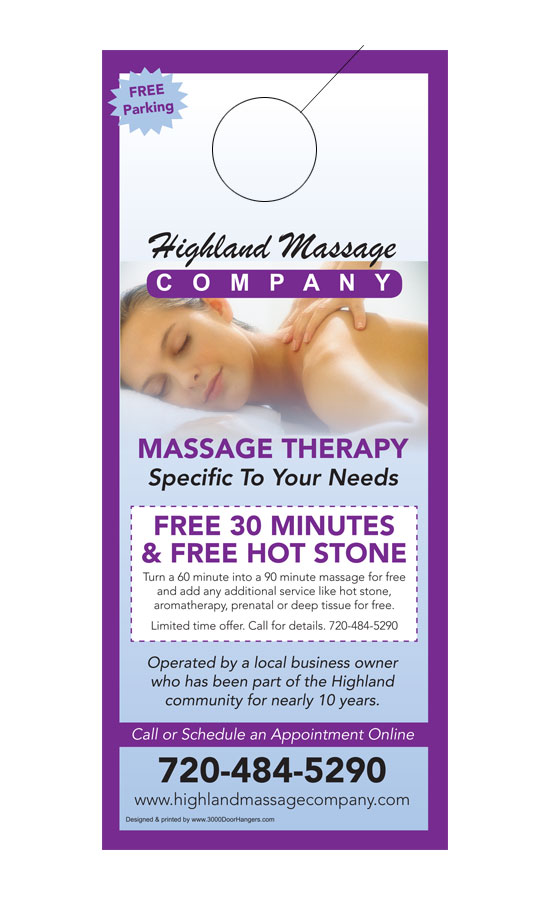 Massage and Spa Door Hanger Samples - 3000 Doorhangers