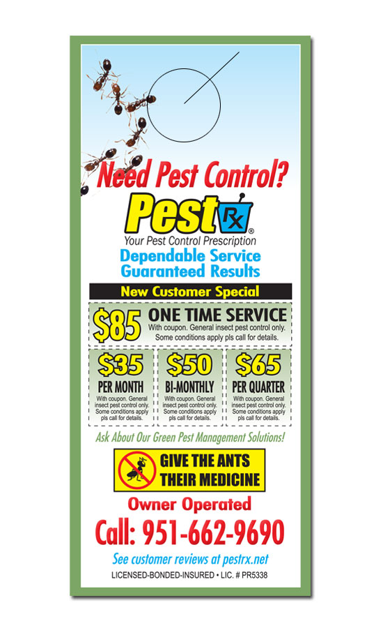 Pest Control Door Hanger Samples - 3000 Doorhangers