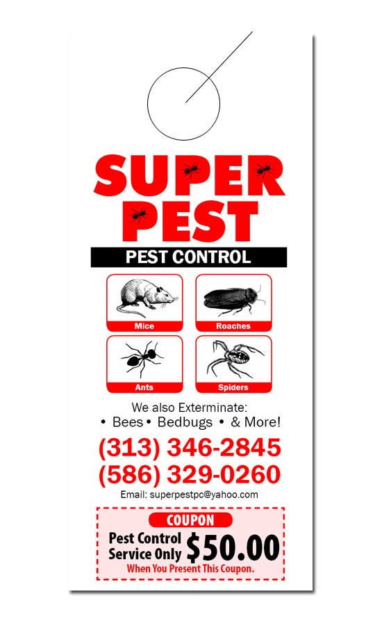 Pest Control Door Hanger Samples - 3000 Doorhangers