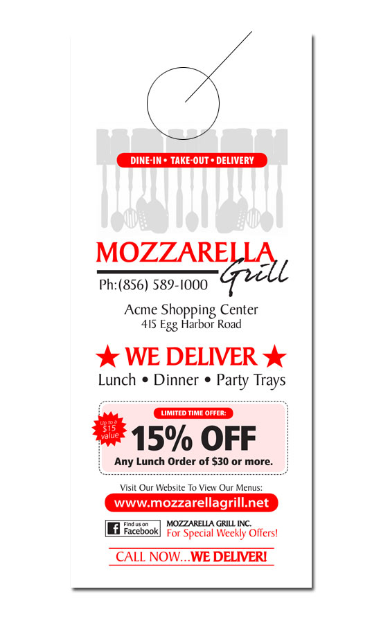 Restaurant Door Hanger Samples - 3000 Doorhangers