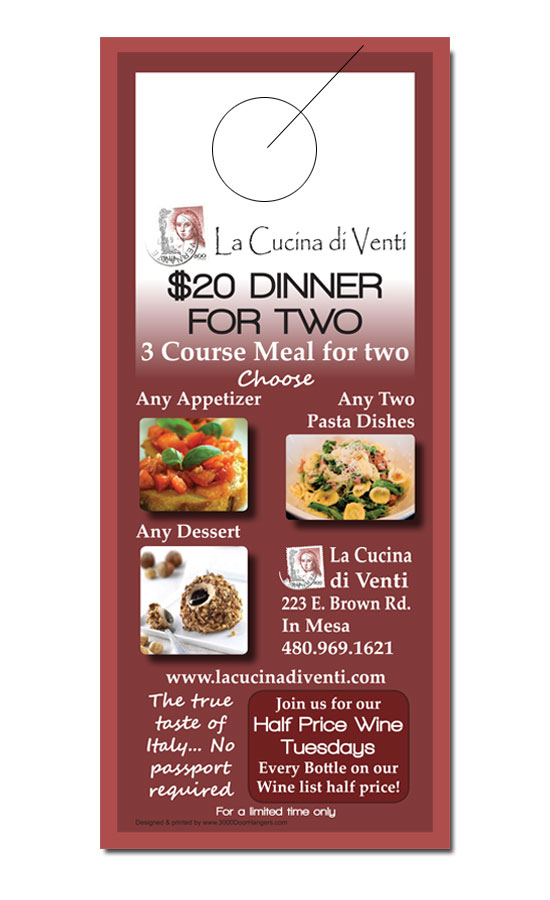 Restaurant Door Hanger Samples - 3000 Doorhangers