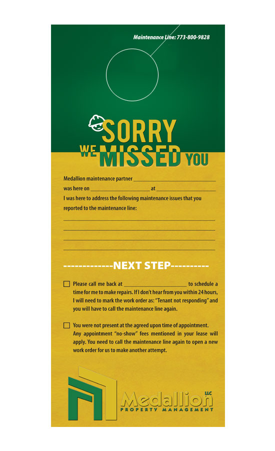 Sorry We Missed You Door Hanger Samples - 3000 Doorhangers